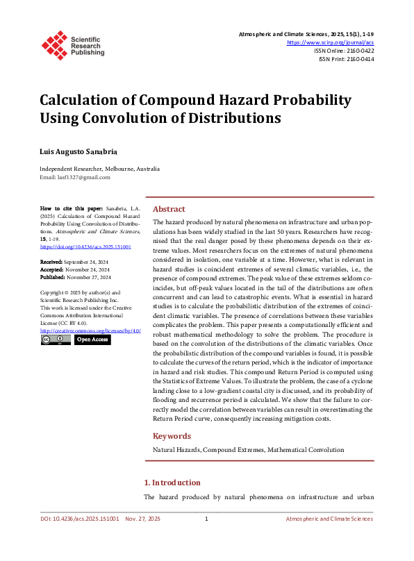 (PDF) Calculation of Compound Hazard Probability Using Convolution of Distributions