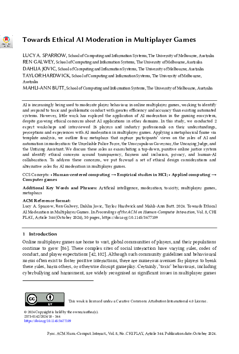 (PDF) Towards Ethical AI Moderation in Multiplayer Games