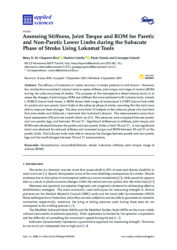 (PDF) Assessing Stiffness, Joint Torque and ROM for Paretic and Non ...