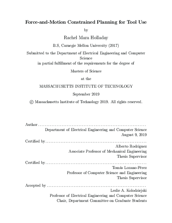 (PDF) Force-and-Motion Constrained Planning for Tool Use