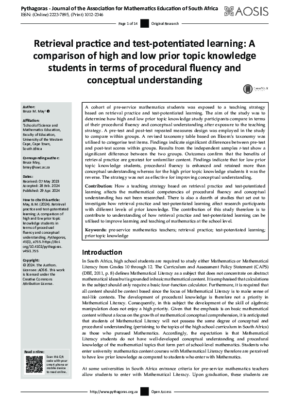 (PDF) Retrieval practice and test-potentiated learning: A comparison of ...