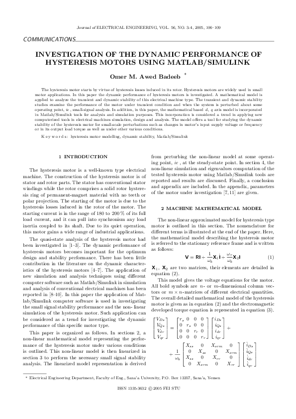 (PDF) Investigation of the Dynamic Performance of Hysteresis Motors ...