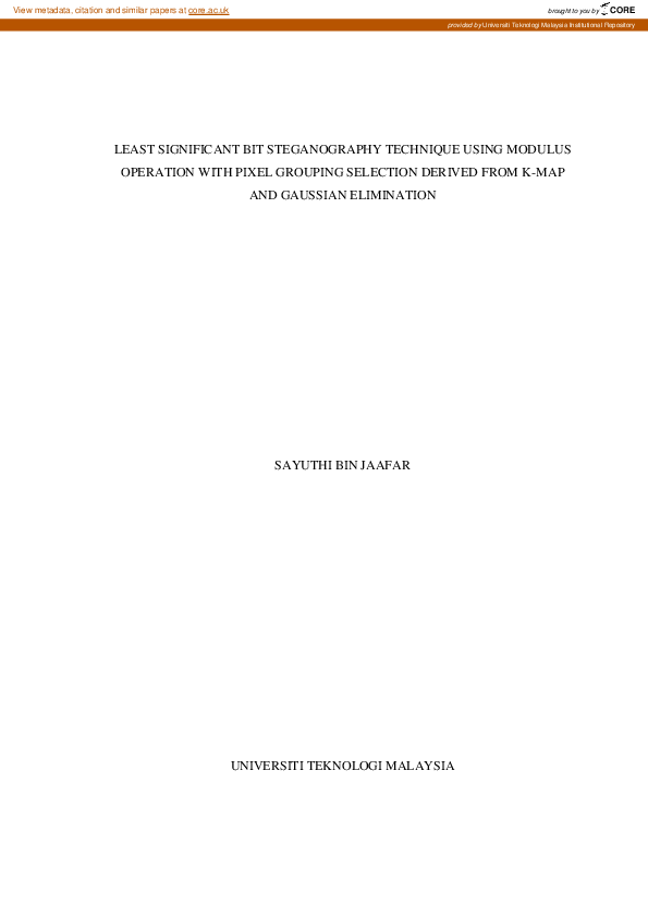 (PDF) Least significant bit steganography technique using modulus operation with pixel selection ...