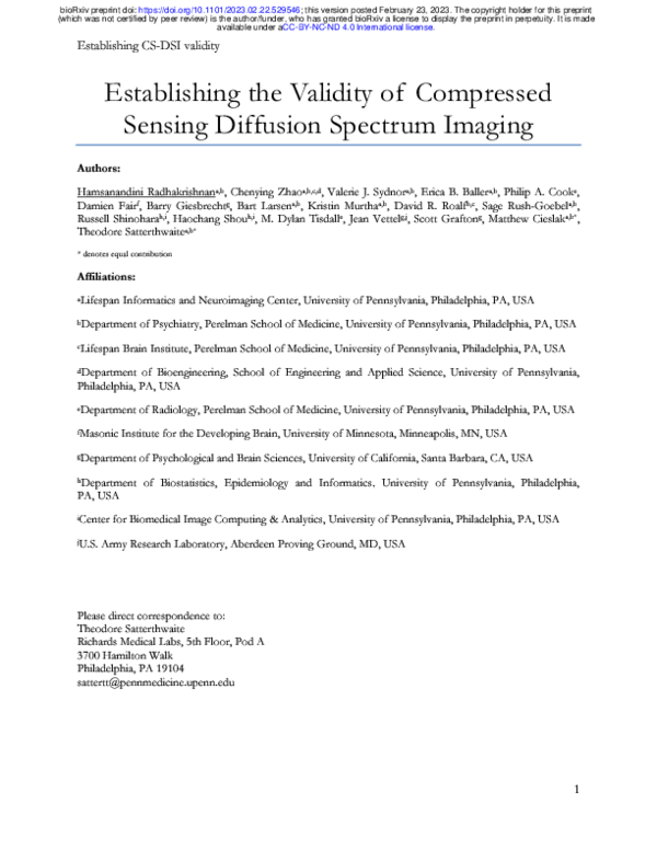 (PDF) Establishing the Validity of Compressed Sensing Diffusion ...