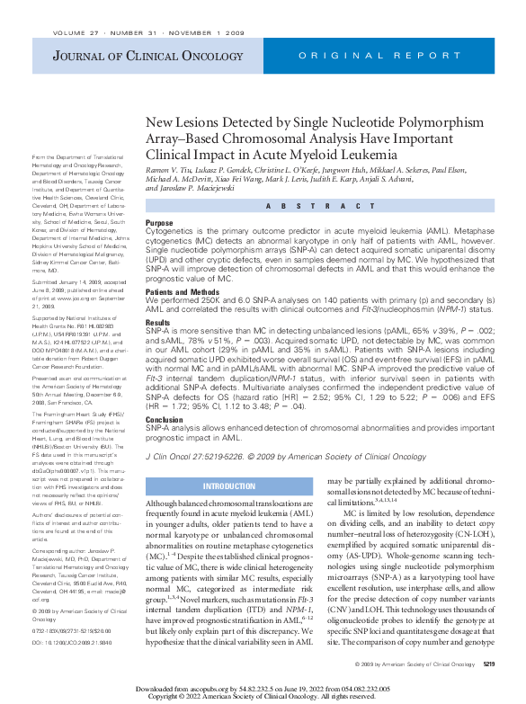 (PDF) New Lesions Detected by Single Nucleotide Polymorphism Array ...