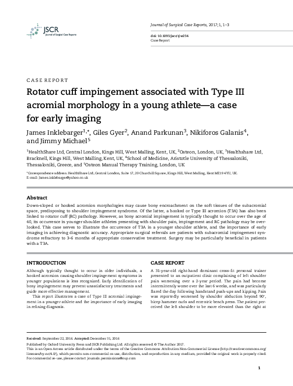 (PDF) Rotator cuff impingement associated with Type III acromial ...