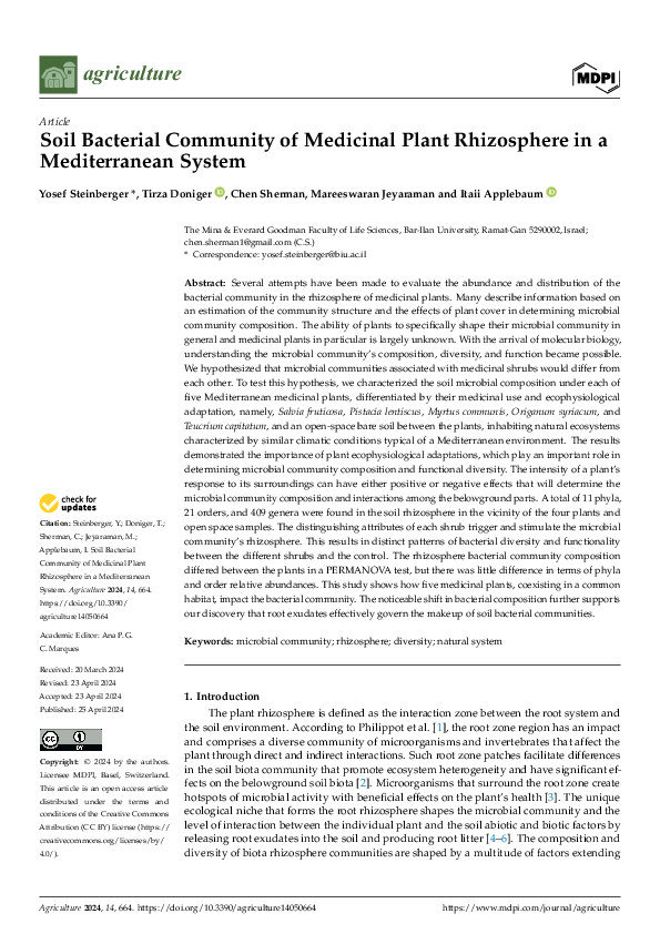 (PDF) Soil Bacterial Community of Medicinal Plant Rhizosphere in a Mediterranean System