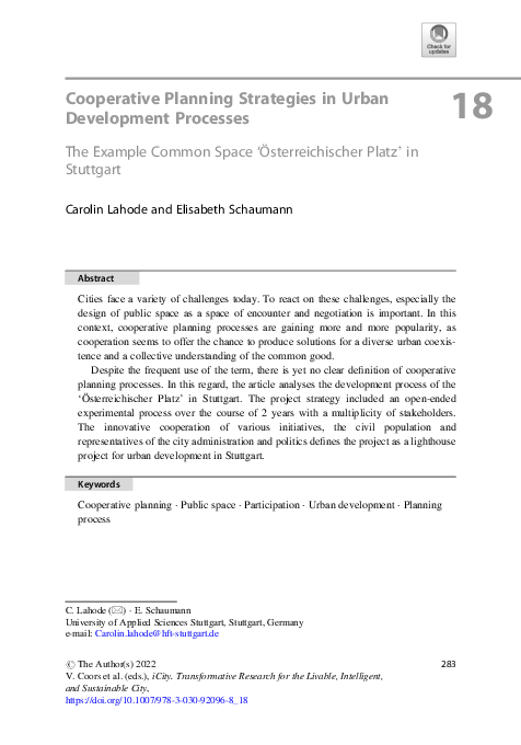 (PDF) Cooperative Planning Strategies in Urban Development Processes