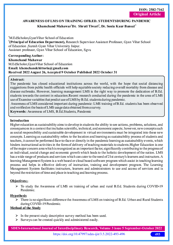 (PDF) Awareness of LMS on Training OFB.ED. Studentsduring Pandemic