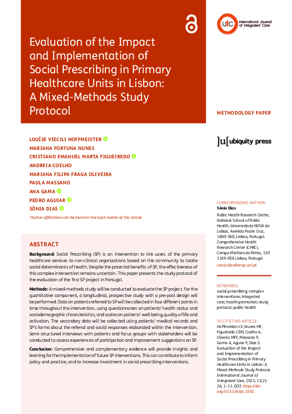 (PDF) Evaluation of the Impact and Implementation of Social Prescribing ...