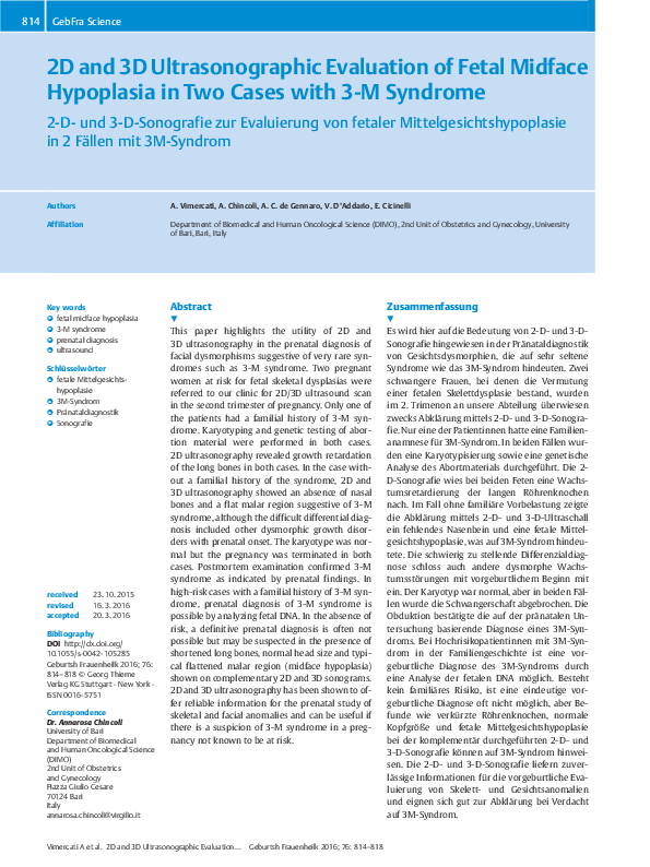 (PDF) 2D and 3D Ultrasonographic Evaluation of Fetal Midface Hypoplasia ...