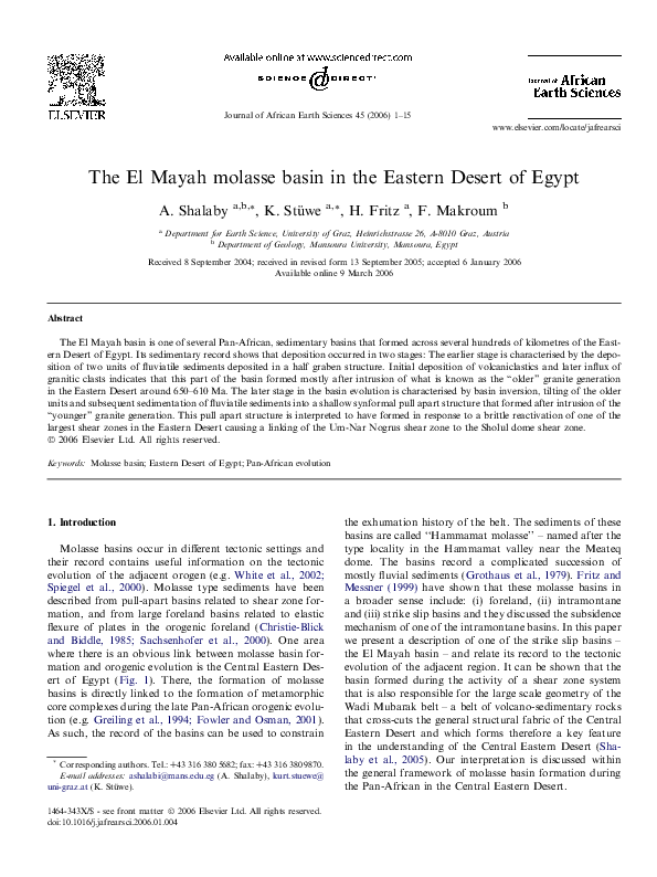 (PDF) The El Mayah molasse basin in the Eastern Desert of Egypt