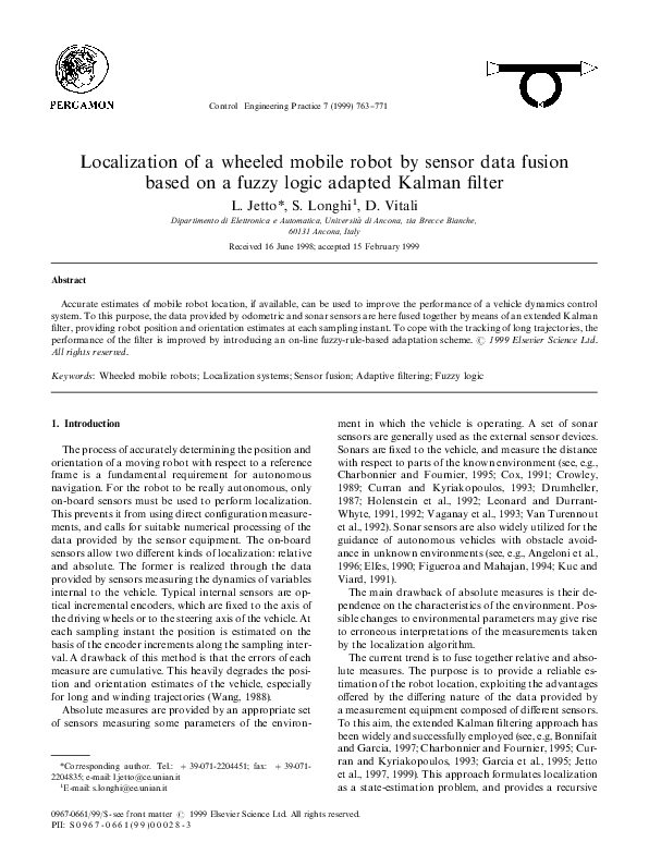 Pdf Localization Of A Wheeled Mobile Robot By Sensor Data Fusion Based On A Fuzzy Logic
