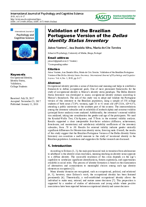 (PDF) Validation of the Brazilian Portuguese version of the Dellas ...