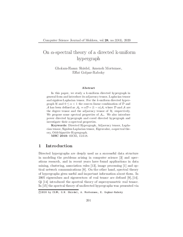 (PDF) On α-spectral theory of a directed k-uniform hypergraph