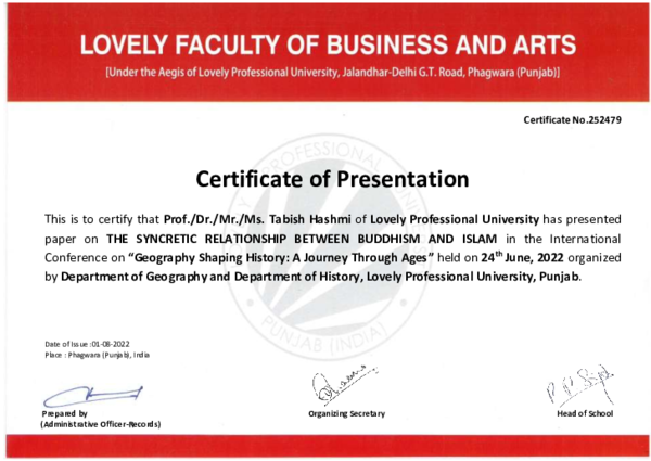 (PDF) Certificate of Presentation in conference