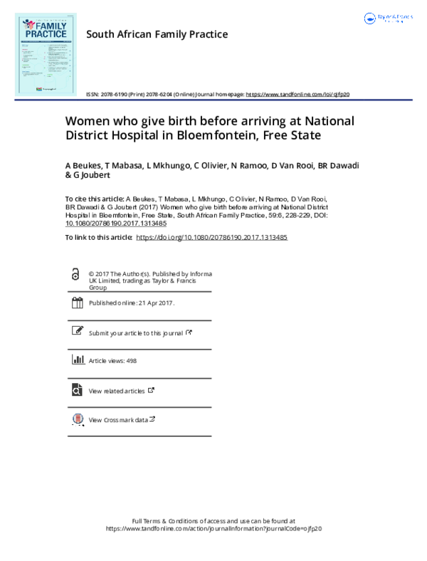 (PDF) Women who give birth before arriving at National District ...