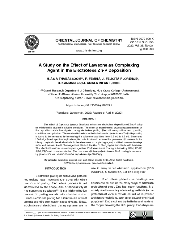 (PDF) A Study on the Effect of Lawsone as Complexing Agent in the ...