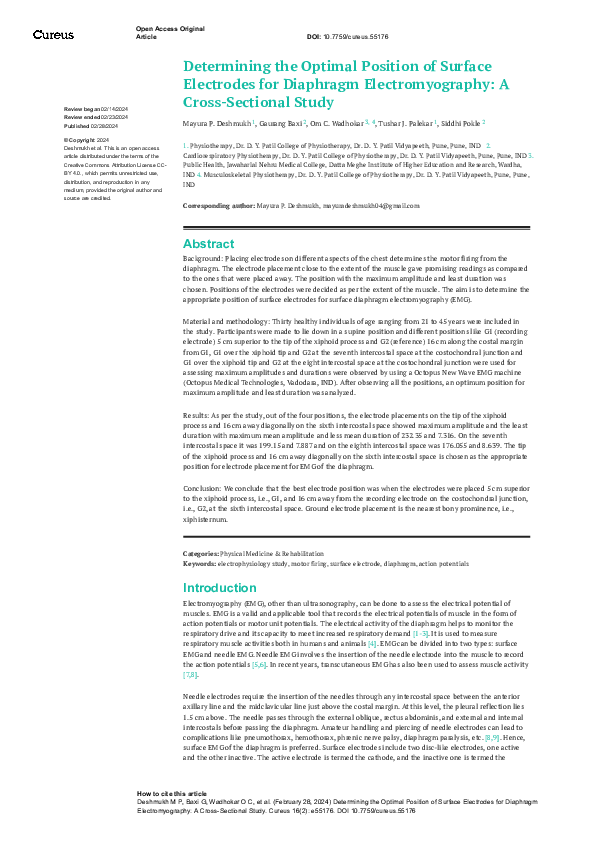 (PDF) Determining the Optimal Position of Surface Electrodes for ...