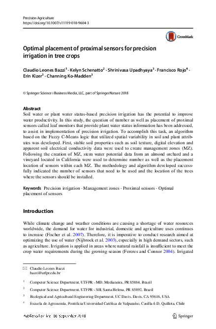 (PDF) Optimal placement of proximal sensors for precision irrigation in tree crops
