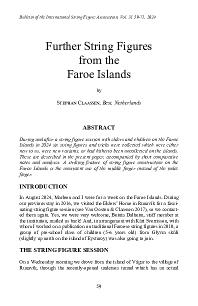 (PDF) Further String Figures from the Faroe Islands | Stephan Claassen ...