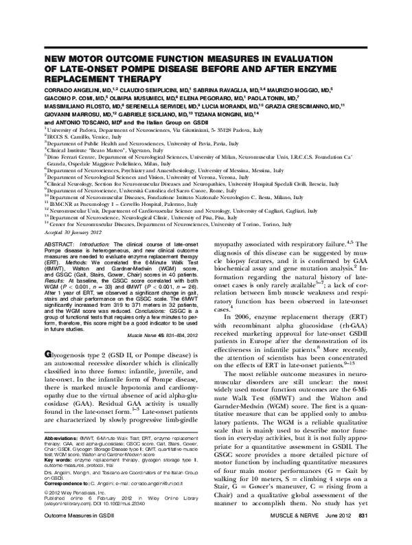 (PDF) New motor outcome function measures in evaluation of late-onset Pompe disease before and ...
