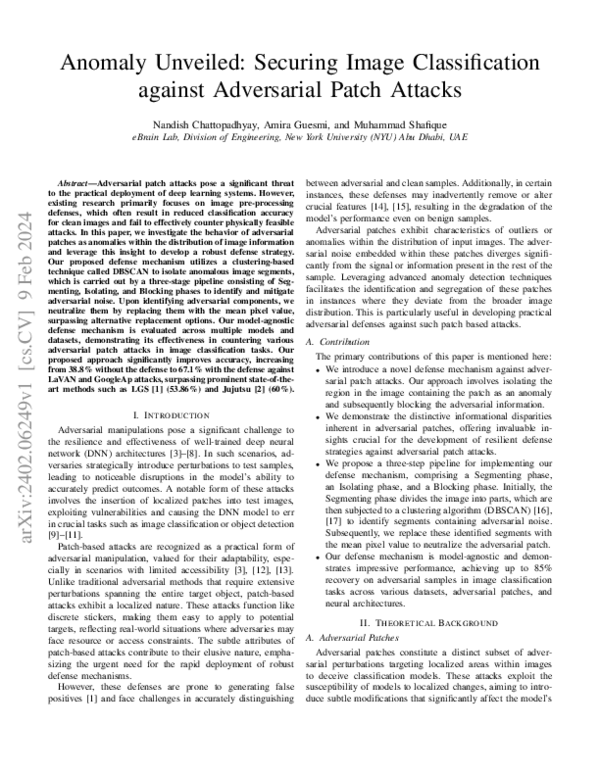 (PDF) Anomaly Unveiled: Securing Image Classification against ...