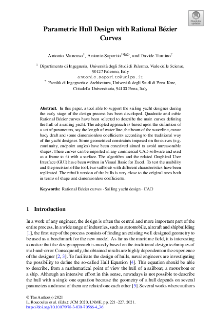 (PDF) Parametric Hull Design with Rational Bézier Curves