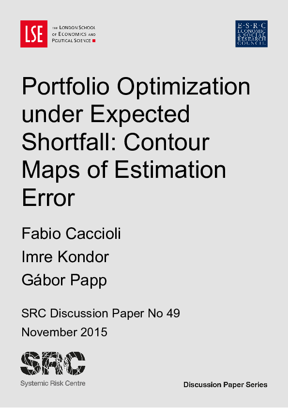 Pdf Portfolio Optimization Under Expected Shortfall Contour Maps Of Estimation Error Kondor