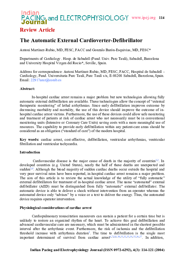 (PDF) The automatic external cardioverter-defibrillator