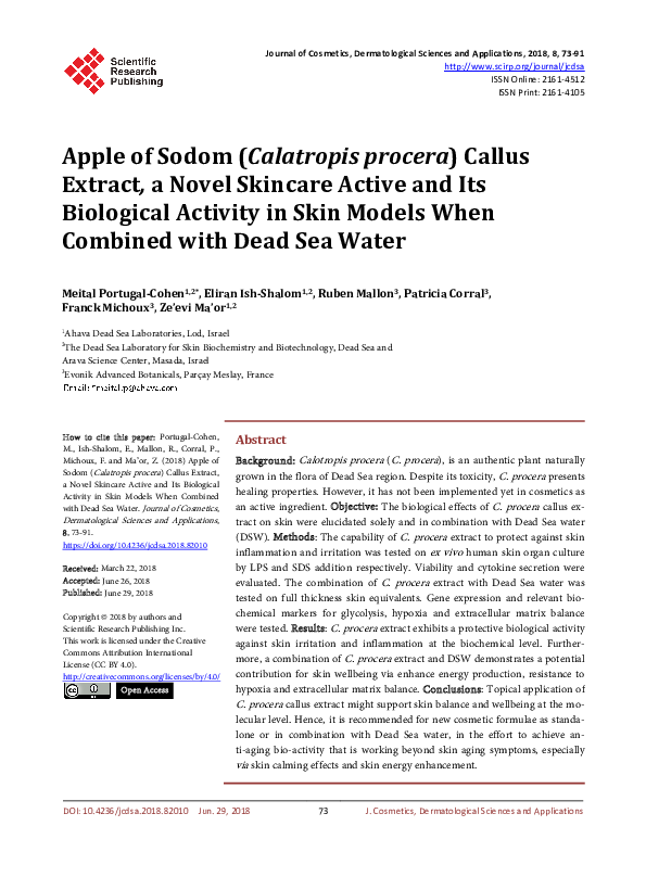 (PDF) Apple of Sodom ( Calatropis procera ) Callus Extract, a Novel ...
