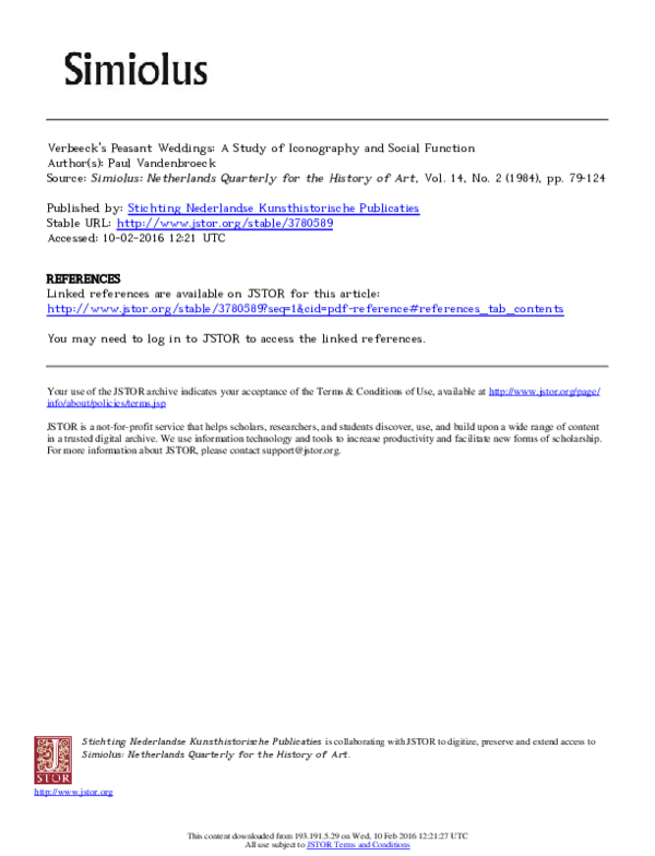 (PDF) Verbeeck's Peasant Weddings: A Study of Iconography and Social ...
