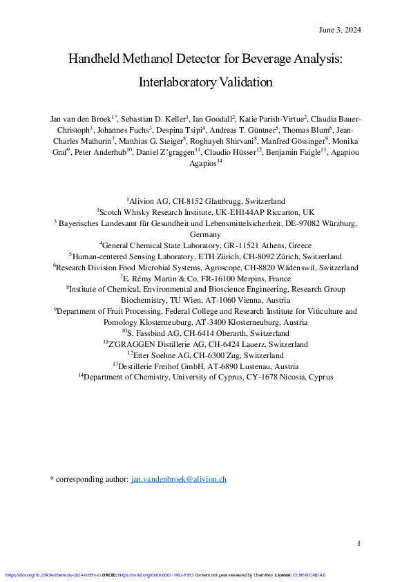 (PDF) Handheld Methanol Detector for Beverage Analysis: Interlaboratory ...
