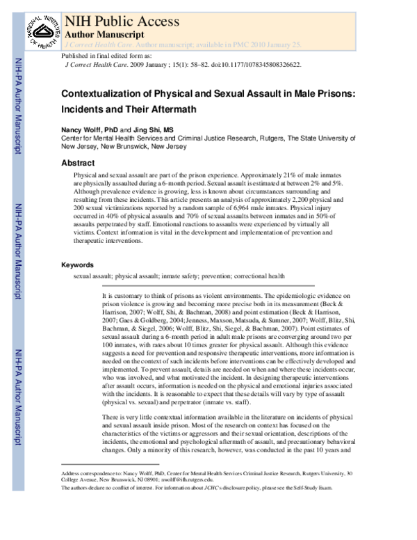 (PDF) Contextualization of Physical and Sexual Assault in Male Prisons ...