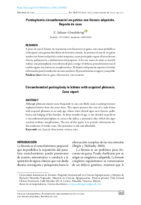 (PDF) Postioplastía circunferencial en un gato con fimosis adquirida ...