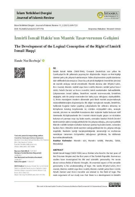 (PDF) The Development of the Logical Conception of the Right of Izmirli ...