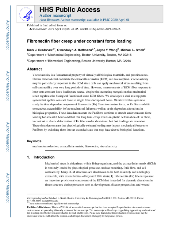 (PDF) Fibronectin fiber creep under constant force loading