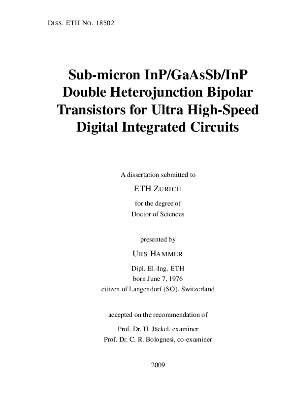(PDF) Sub-micron InP/GaAsSb/InP double heterojunction bipolar transistors for ultra high-speed ...