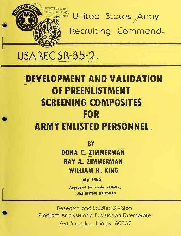(PDF) Development and Validation of Preenlistment Screening Composites ...