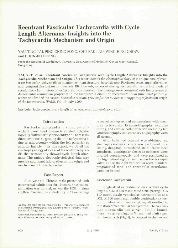 (PDF) Reentrant Fascicular Tachycardia with Cycle Length Alternans ...