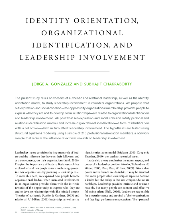 (PDF) Identity Orientation, Organizational Identification, and ...