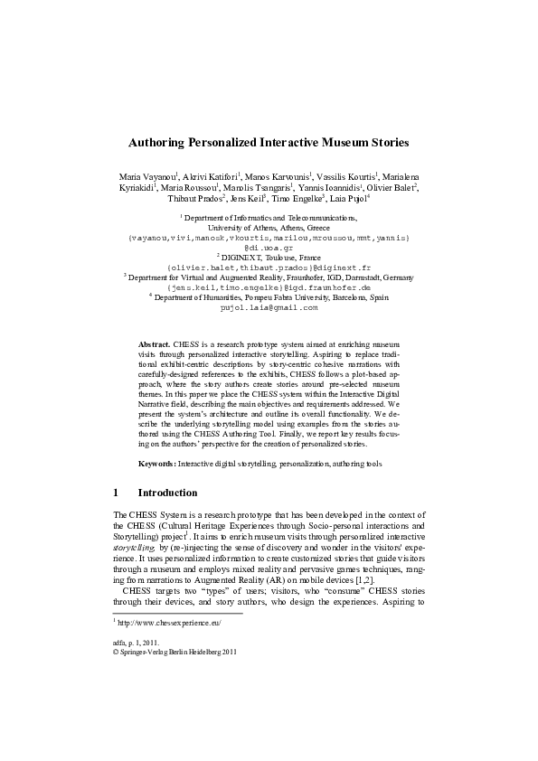 (PDF) Authoring Personalized Interactive Museum Stories