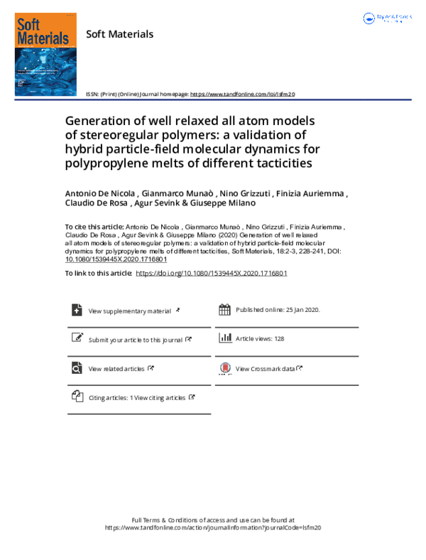 (PDF) Generation of well relaxed all atom models of stereoregular polymers: a validation of ...