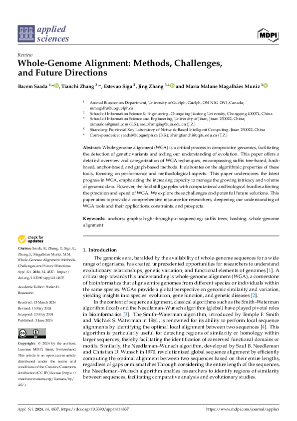 (PDF) Whole-Genome Alignment: Methods, Challenges, and Future Directions