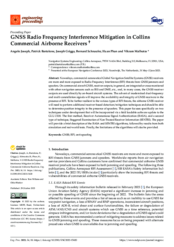 Pdf Gnss Radio Frequency Interference Mitigation In Collins Commercial Airborne Receivers
