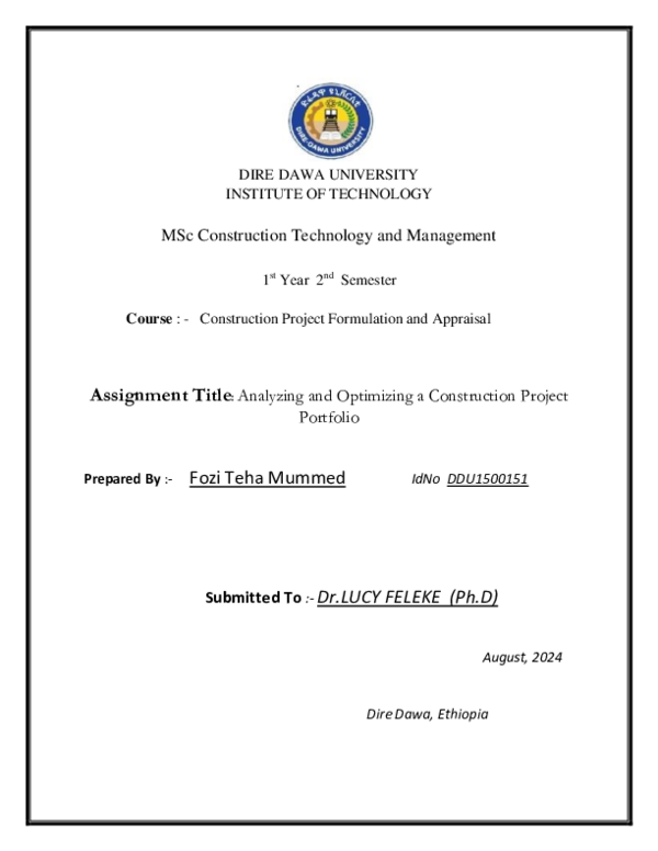 (PDF) Fozi Individual Ass. Project PPM