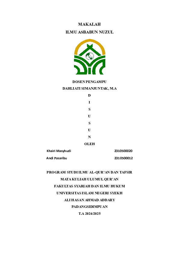 (PDF) MAKALAH asbabun nuzul