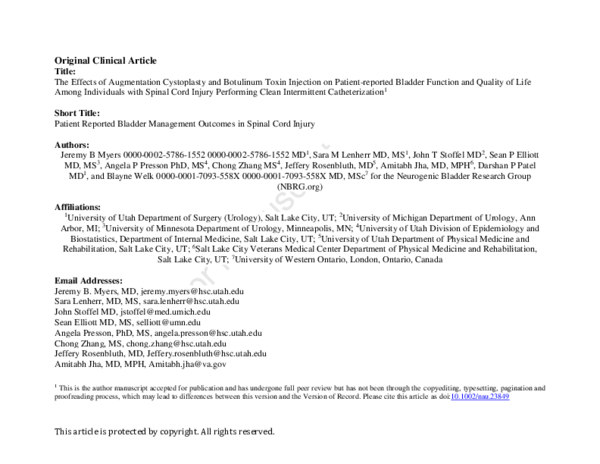 (PDF) The effects of augmentation cystoplasty and botulinum toxin ...