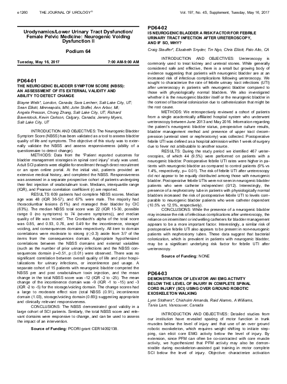(PDF) PD64-01 the Neurogenic Bladder Symptom Score (NBSS): An ...