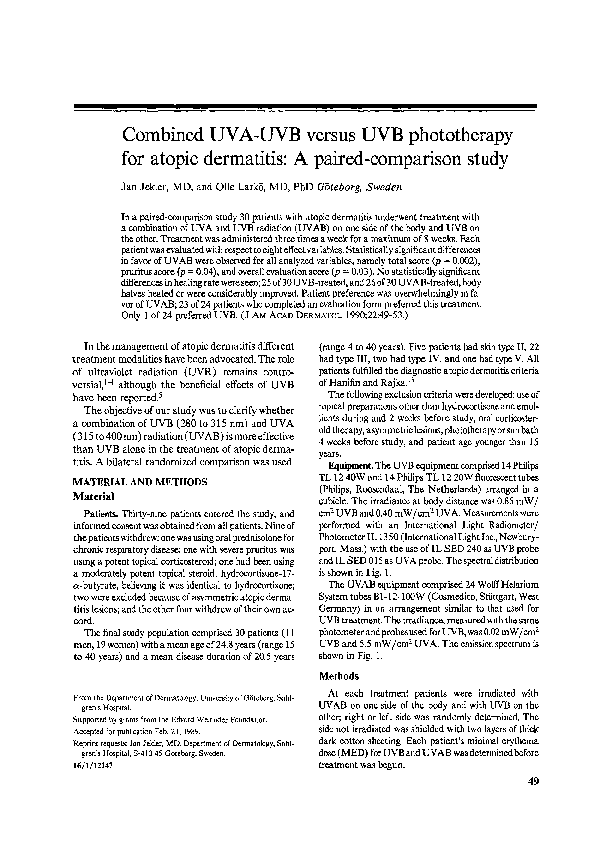 (PDF) Combined UVA-UVB versus UVB phototherapy for atopic dermatitis: A ...